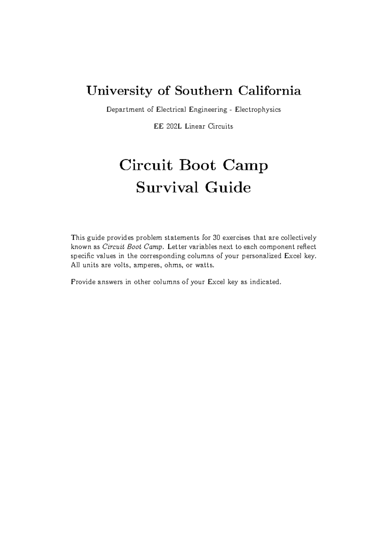 Boot Camp Problem Set 1 - University of Southern California Department ...