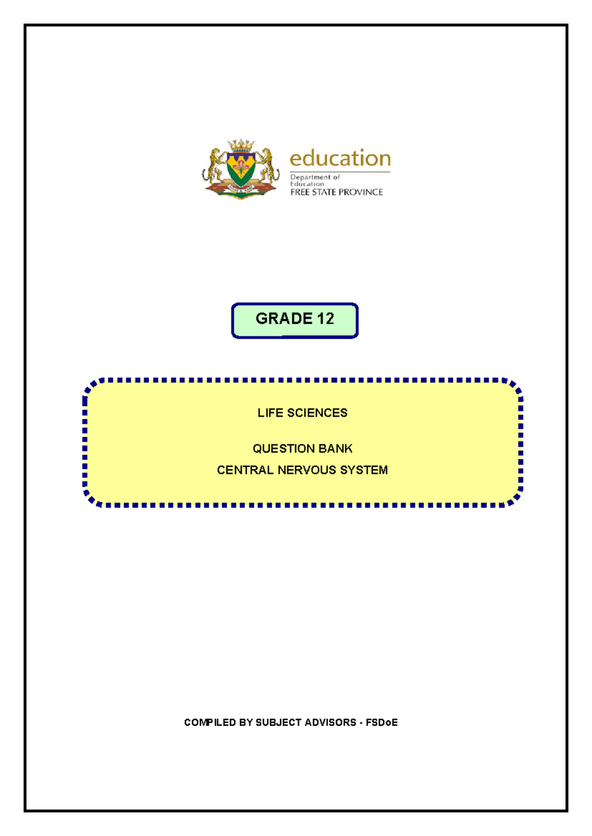 5-Gr12 Central Nervous System Sect A - COMPILED BY SUBJECT ADVISORS ...