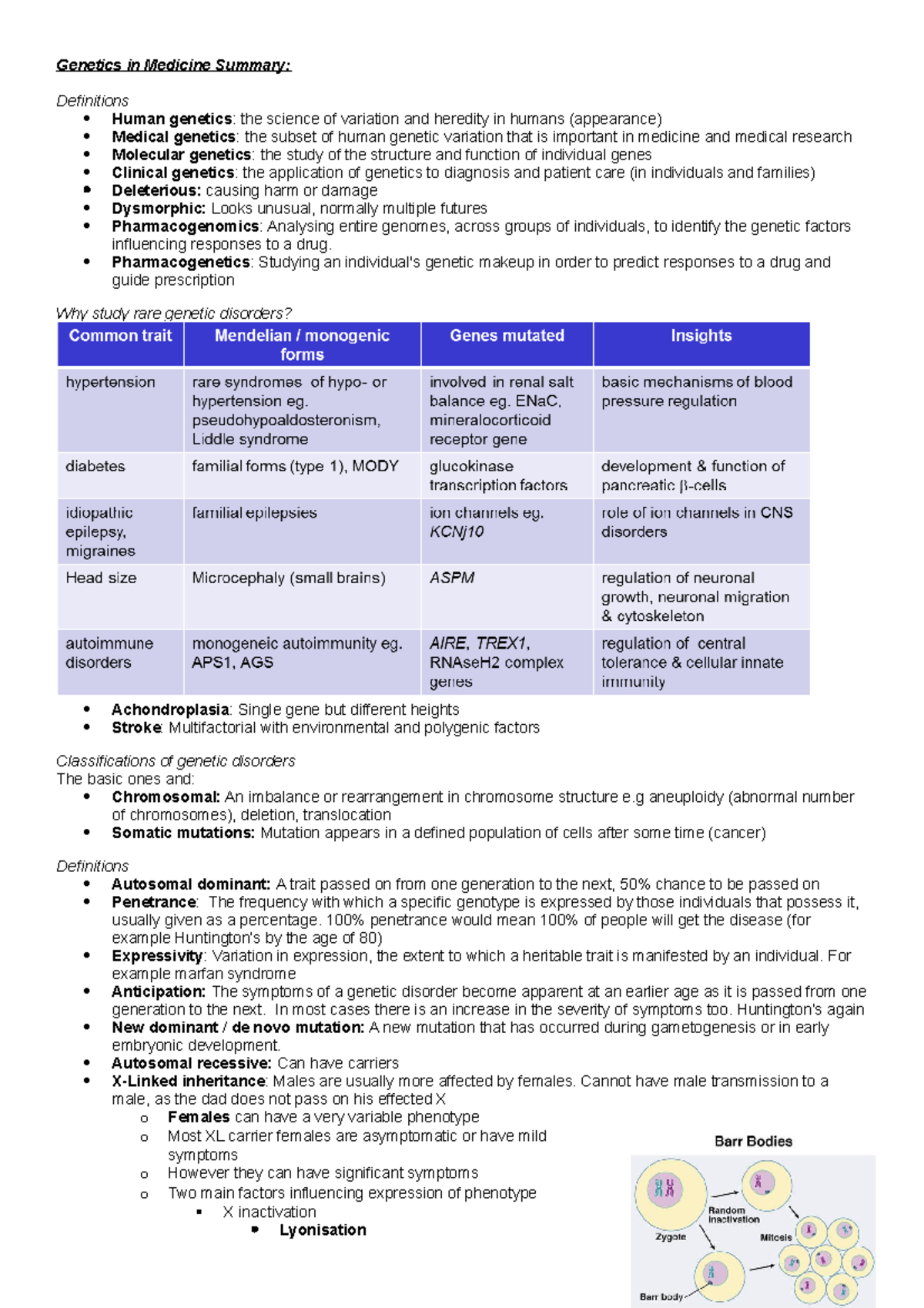 Genetics in Medicine Summary - Genetics in Medicine Summary ...