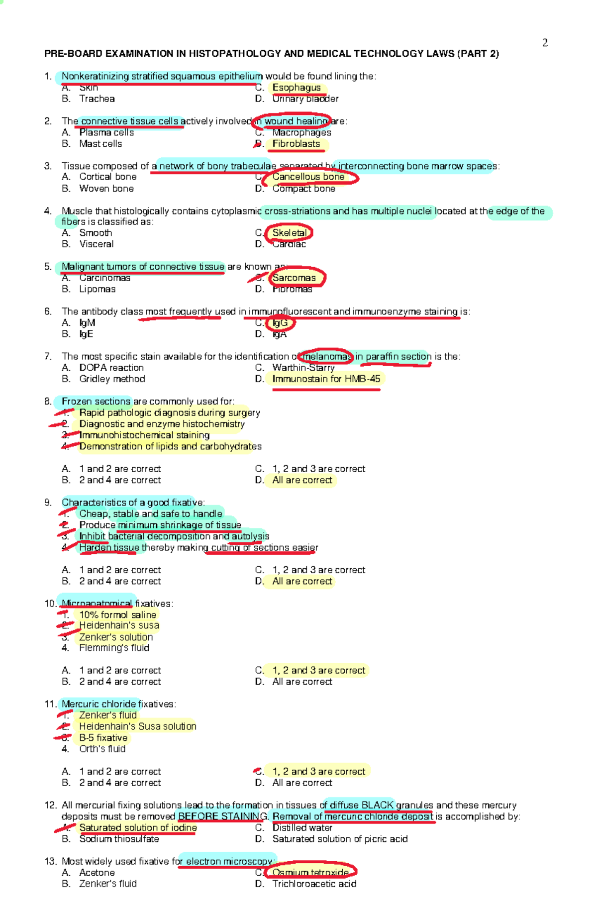 Histopath Preboard - Hfdfhjshshs - PRE-BOARD EXAMINATION IN ...