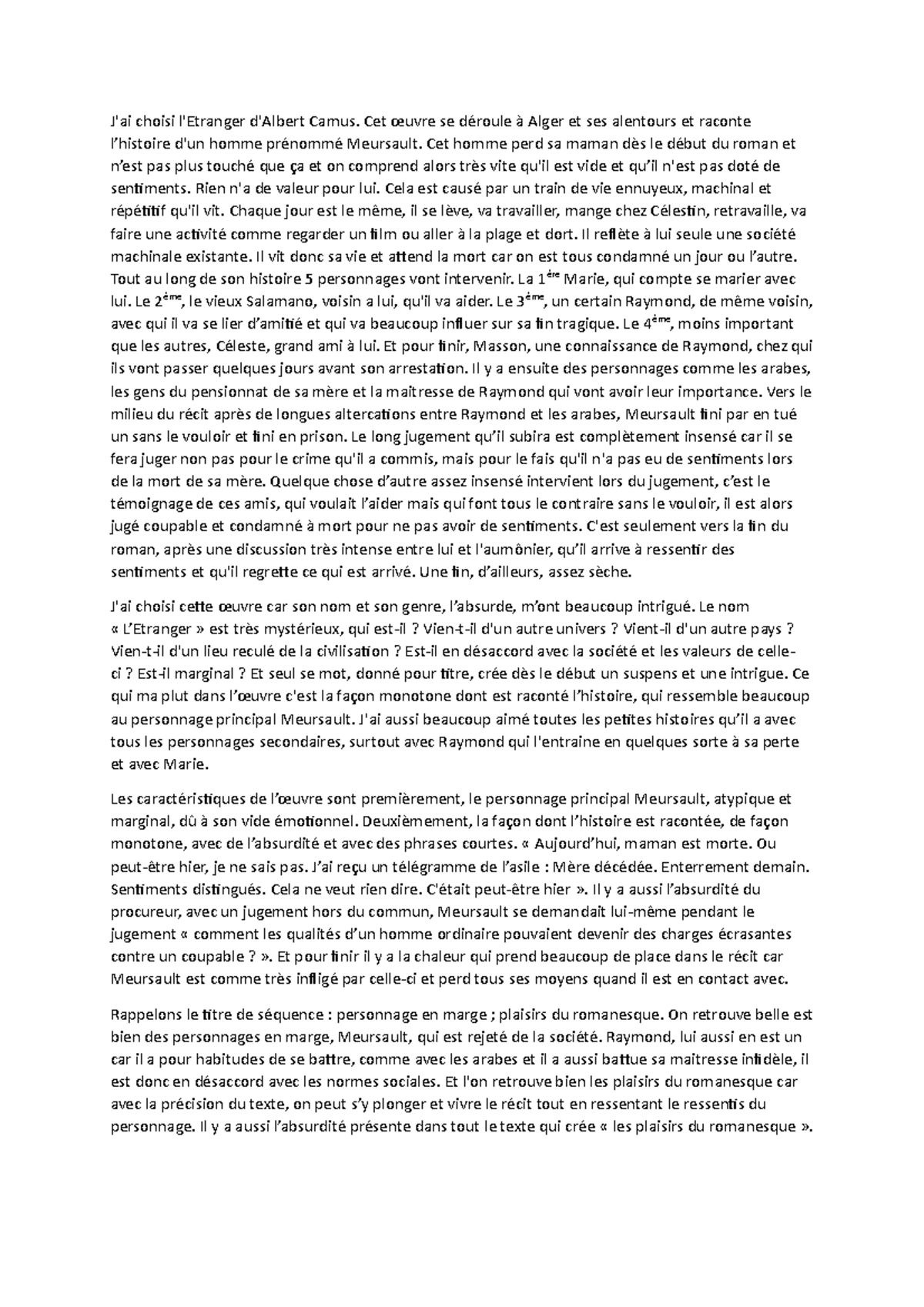 Francais l'étranger v2 (pour BAC) - J'ai choisi l'Etranger d'Albert ...
