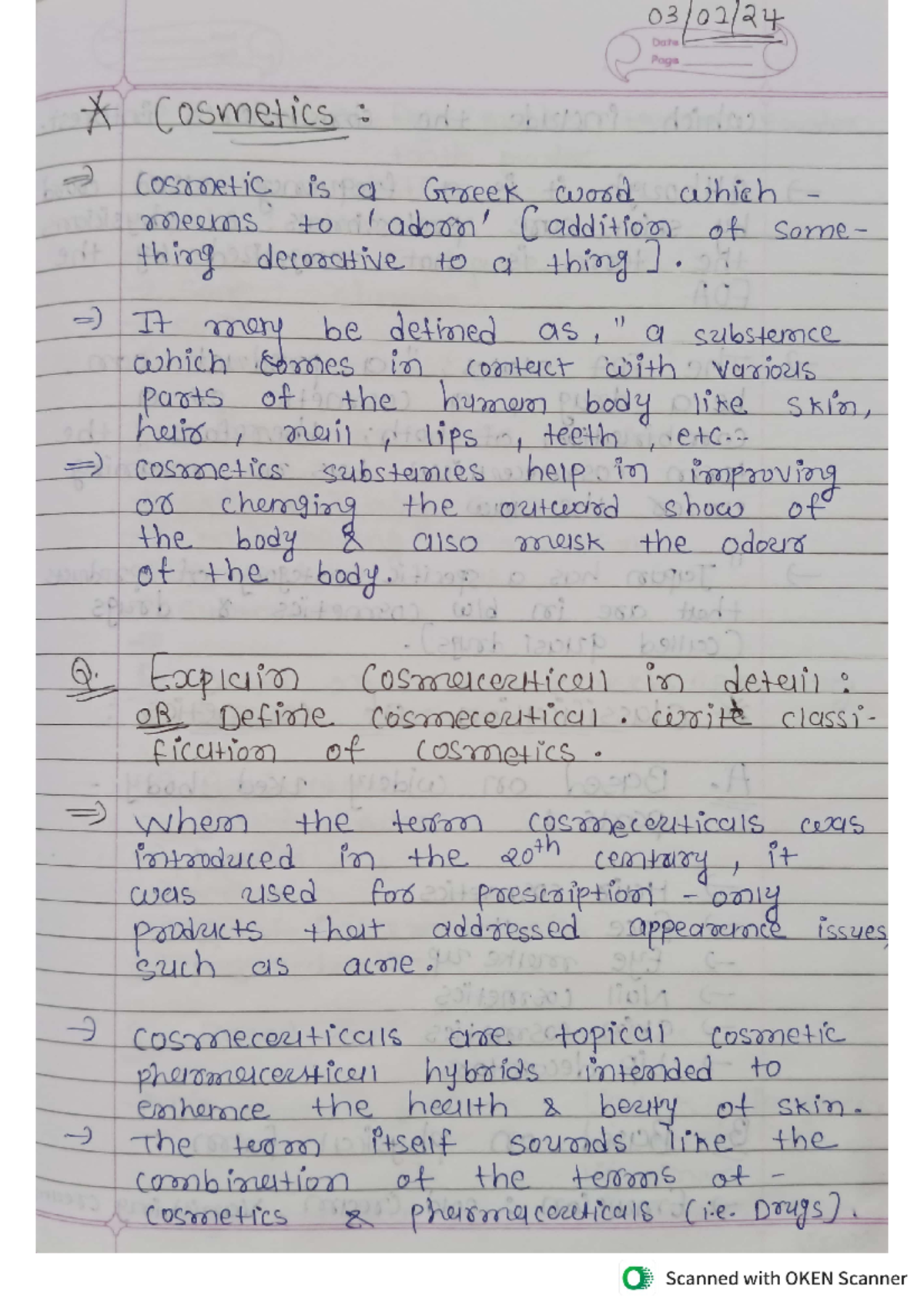 CS unit 1 - handwritten notes - Cosmetic Science - Studocu