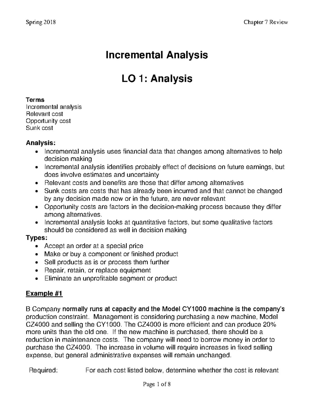 Chapter 7 Review - Bachelor degree accounting course - Incremental ...