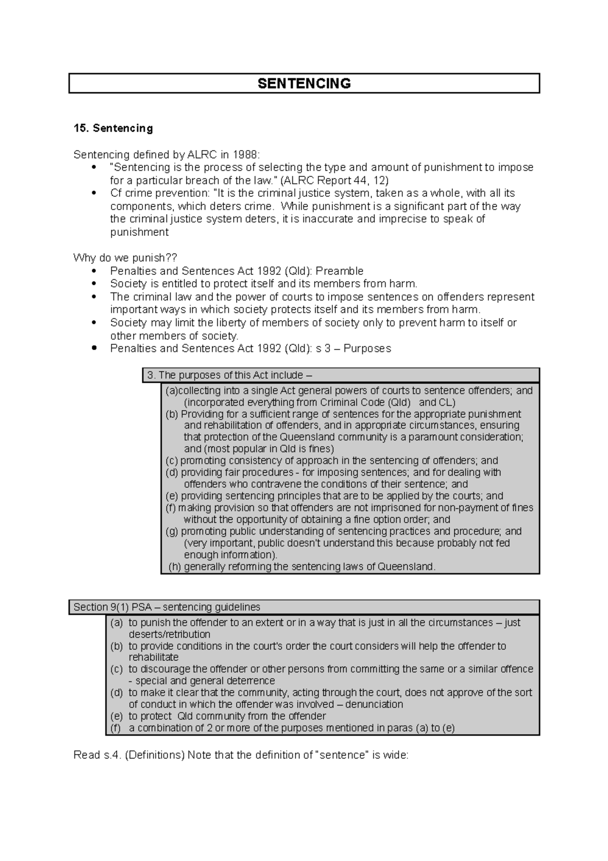 Sentencing – Structure of Answer - SENTENCING Sentencing Sentencing ...