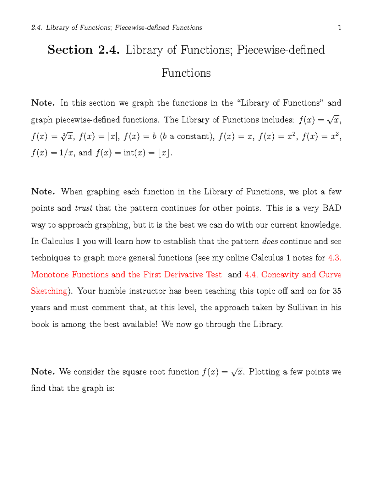 Library of Functions; Piecewise-defined Functions - Section 2. Library of Functions; - Studocu