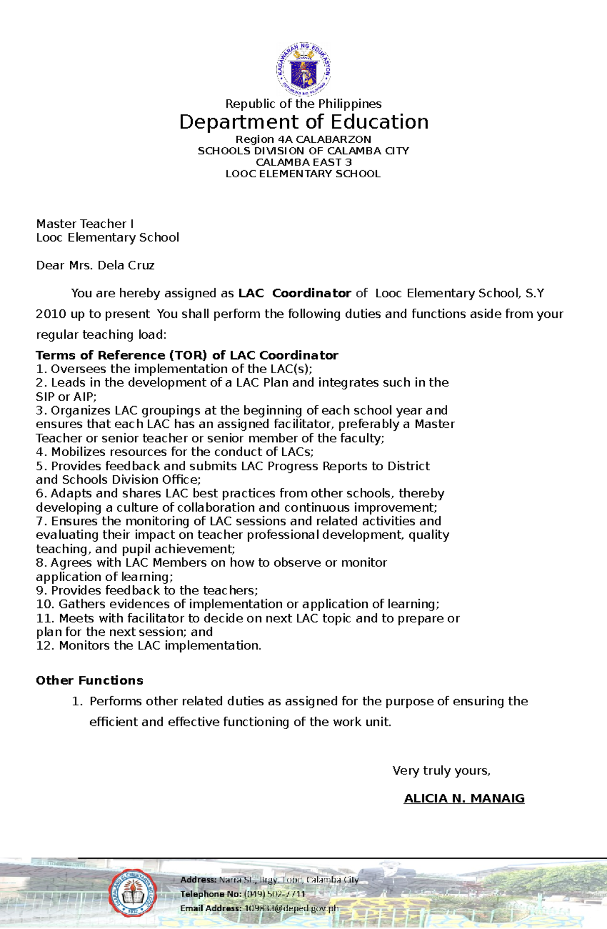 TOR Fuctions of LAC Coordinator - Republic of the Philippines Department of Education Region 4A - Studocu tor-fuctions-of-lac-coordinator-republic-of-the-philippines-department-of-education-region-4a-studocu