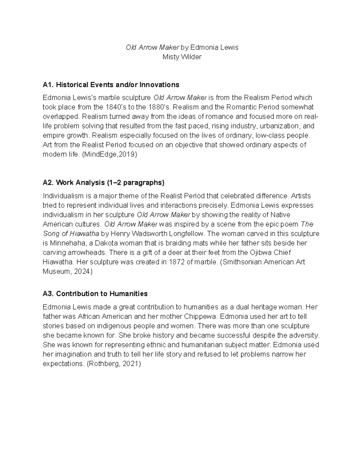 C100-Task 1- Old Arrow Maker - Old Arrow Maker by Edmonia Lewis Misty ...