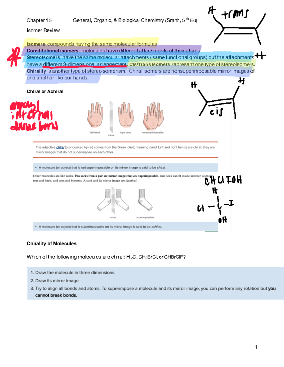 Smith notes Chpater 15 - Chapter 15 - Chapter 15 General, Organic ...