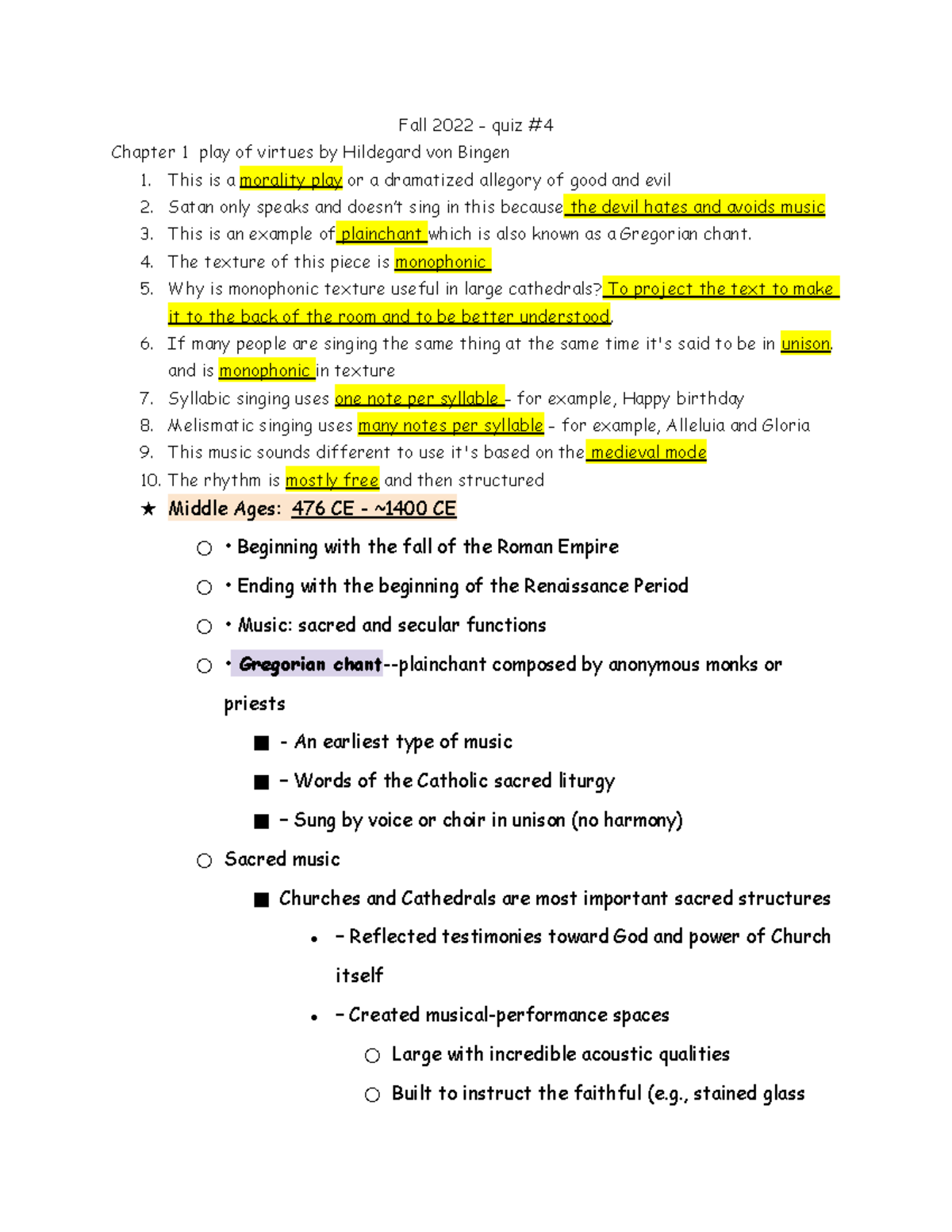 Fall 2022 - quiz #4 - understanding music - Fall 2022 - quiz Chapter 1 ...