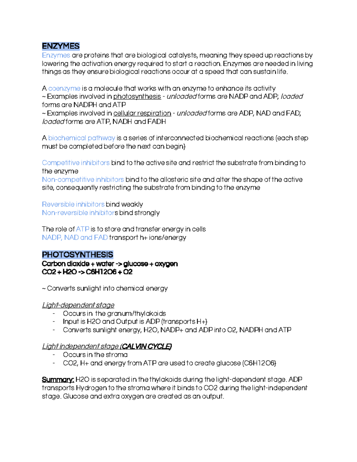 Unit3 aos2 chap3 4 - ENZYMES Enzymes are proteins that are biological ...
