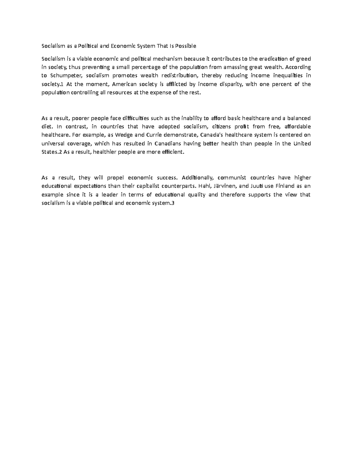 16 - Free Writing Essay Sample by a College Student - Socialism as a ...