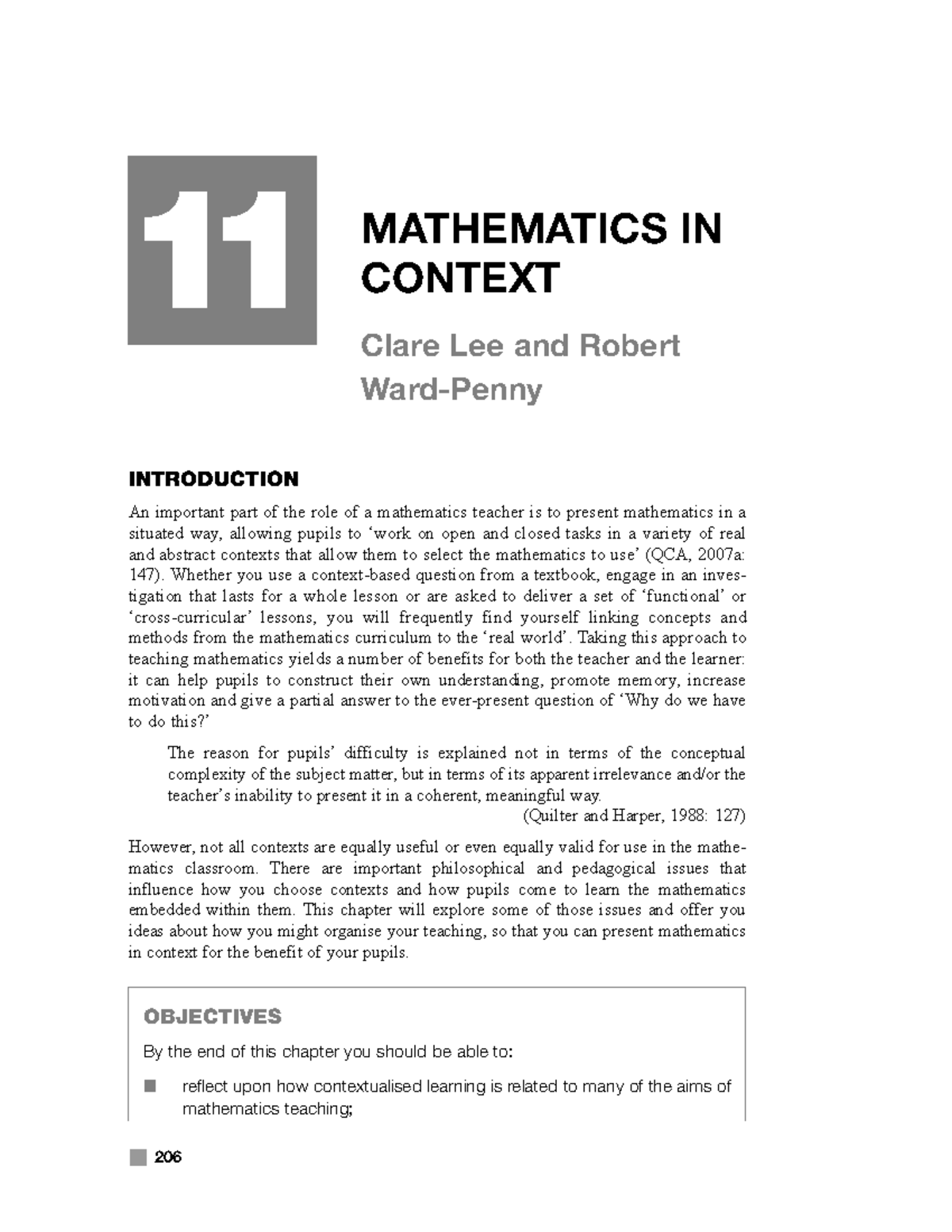 Topic 9 Mathematics in Context - INTRODUCTION An important part of the ...