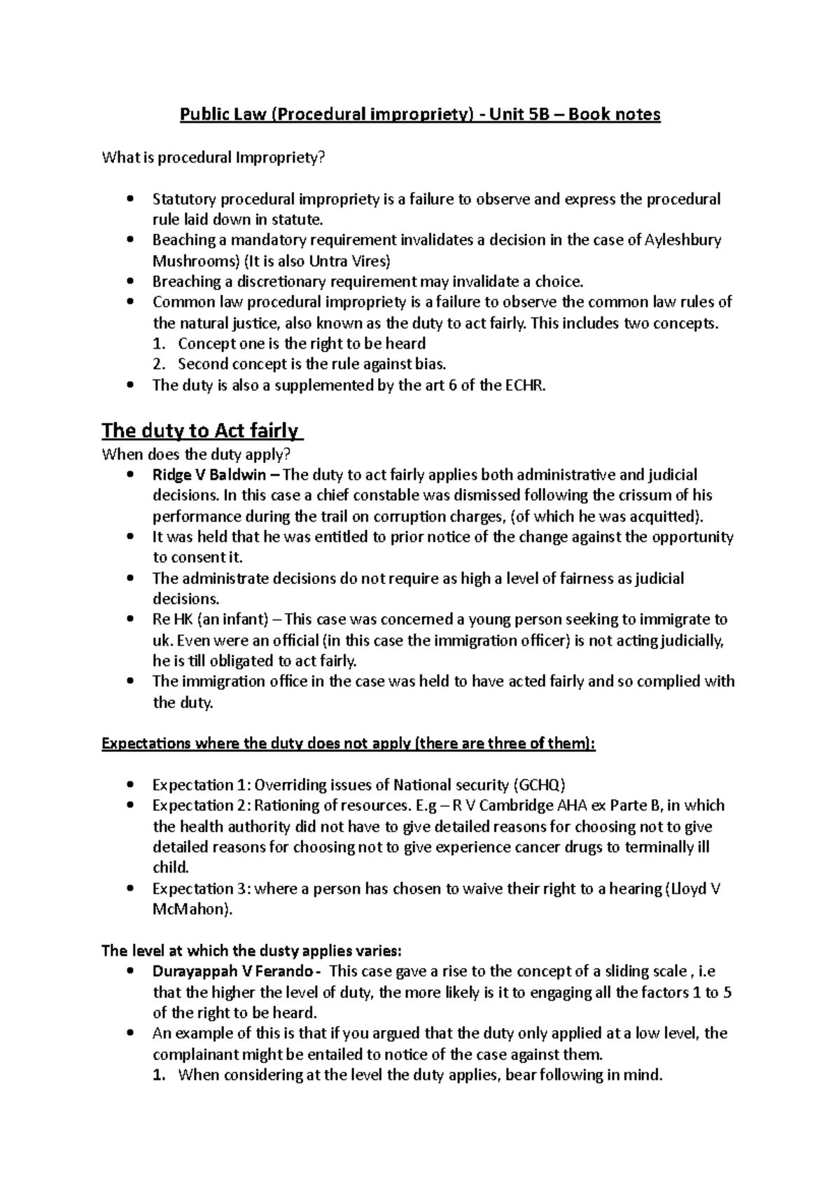 Procedural Impropriety in Public Law - Studocu