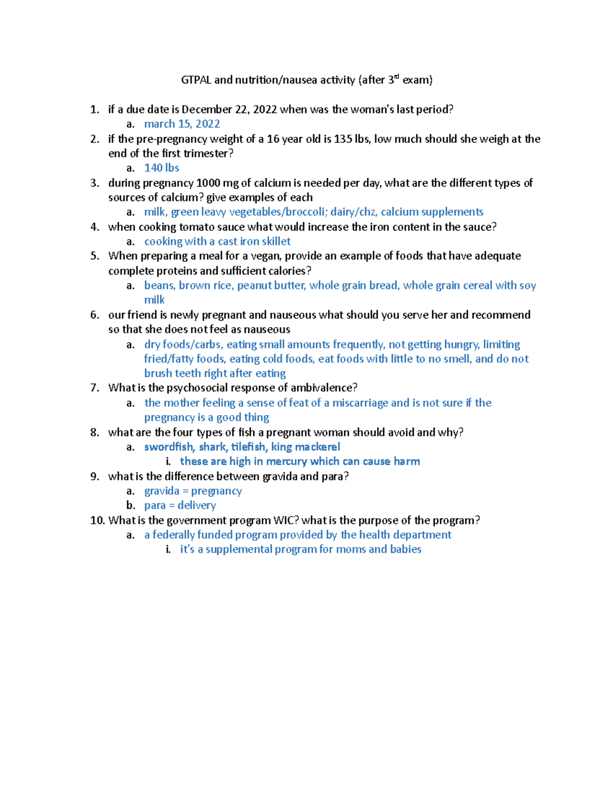 Gtpal and nutrition - GTPAL and nutrition/nausea activity (after 3rd ...