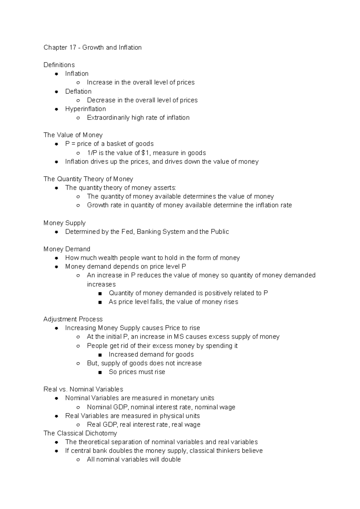 Intro to Macro - Chapter 17 - Chapter 17 - Growth and Inflation ...