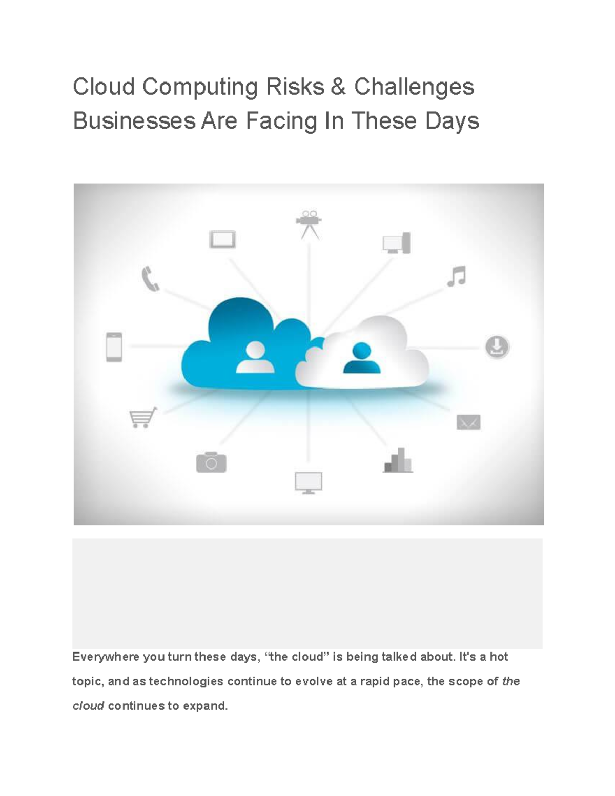 Question Bank 1 (Part 012) Cloud Computing Risks and Challenges - Cloud Computing Risks & - Studocu