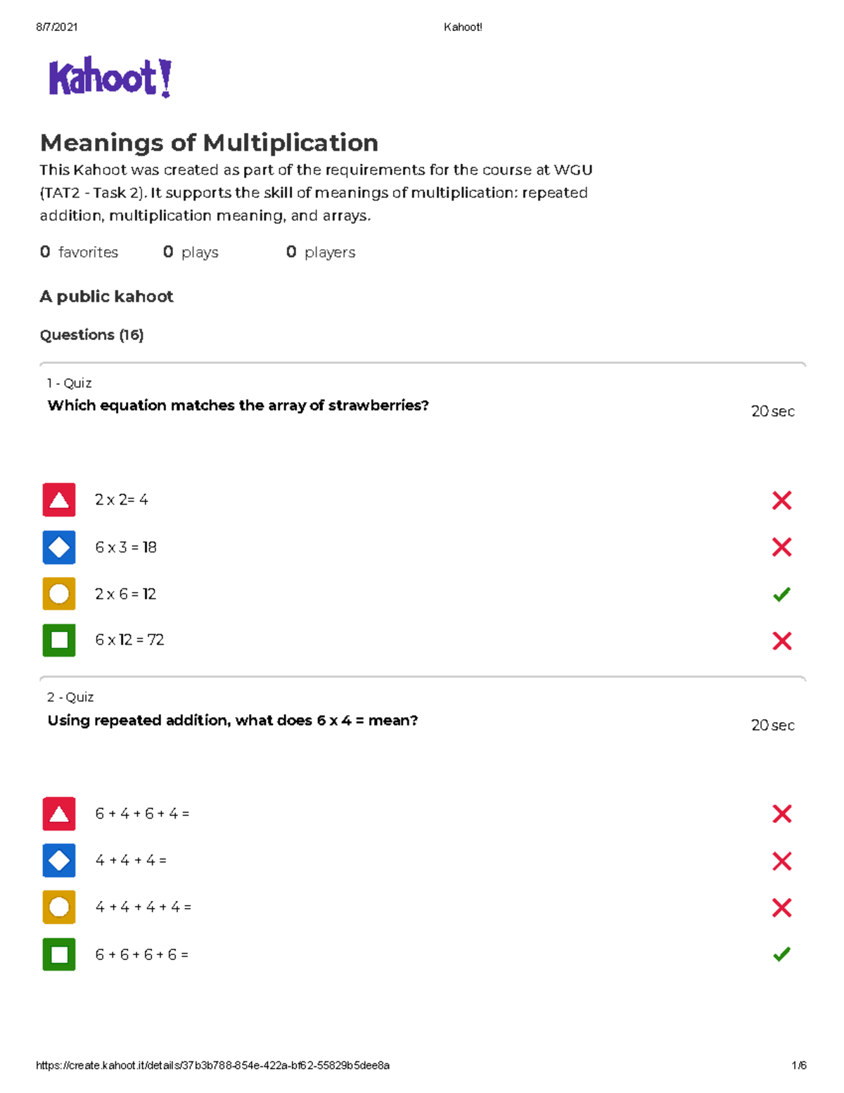 Kahoot - Meanings of Multiplication (Static Copy) - Meanings of ...