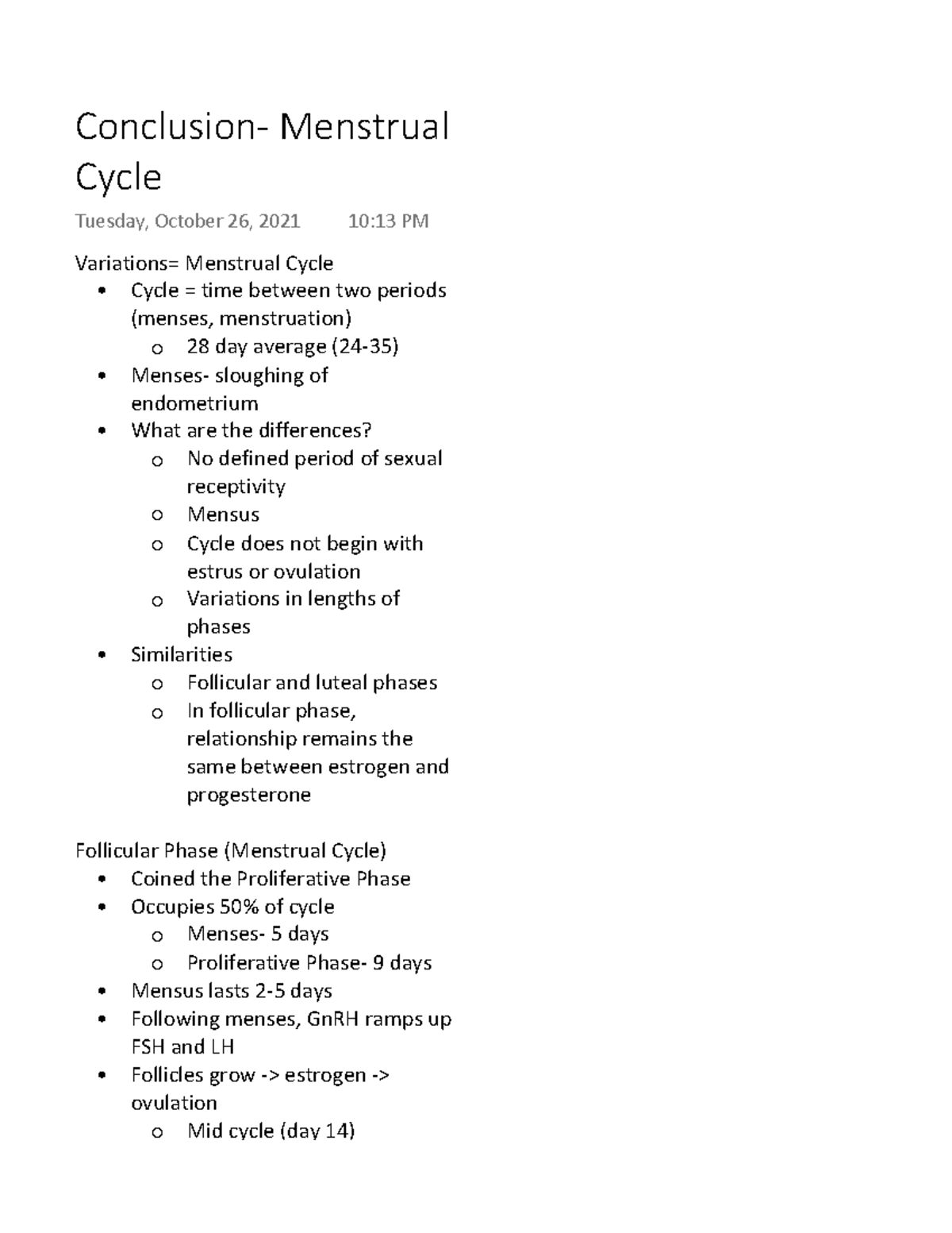 Conclusion- Menstrual Cycle - ADSC 3400 - UGA - Studocu