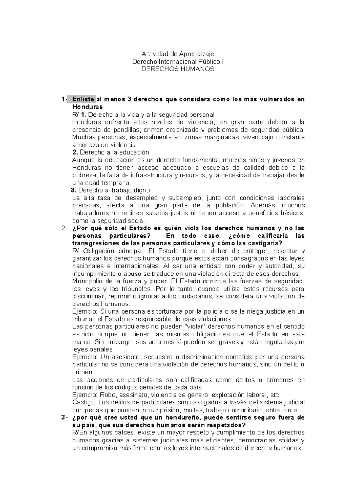 Actividad de Aprendizaje Derechos Humanos - Actividad de Aprendizaje ...