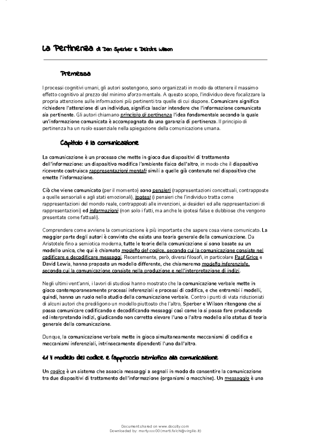 La pertinenza sperber e wilson riassunto - La Pertinenza di Dan Sperber ...