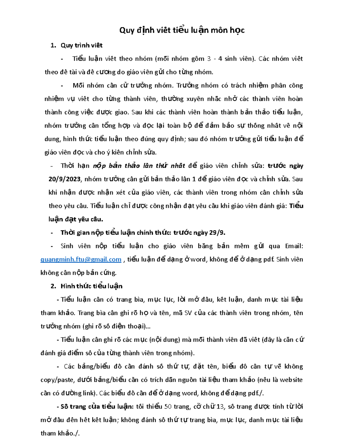 Quy định viết tiểu luận - quy fwv sscs dsc - Quy đ nh viếết tiị ểu lu ận môn h ọc Quy trình ...