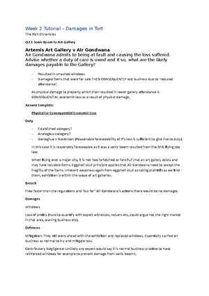 LLB304 Tutorials - Week 2 QUESTION 1 A breach of contract or a repudiation, which is accepted ...