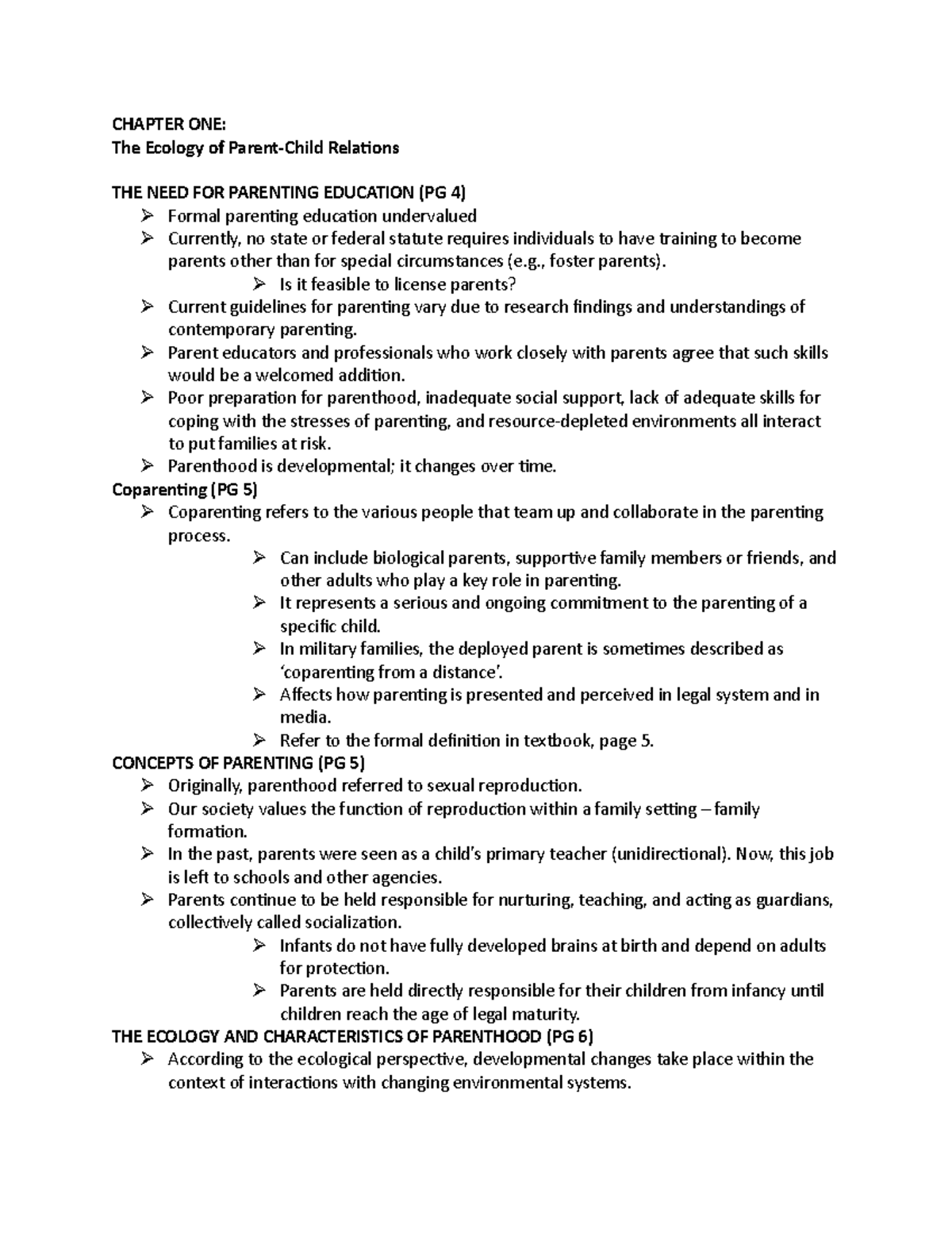 FCS 304 Chapter ONE - CHAPTER ONE: The Ecology of Parent-Child ...