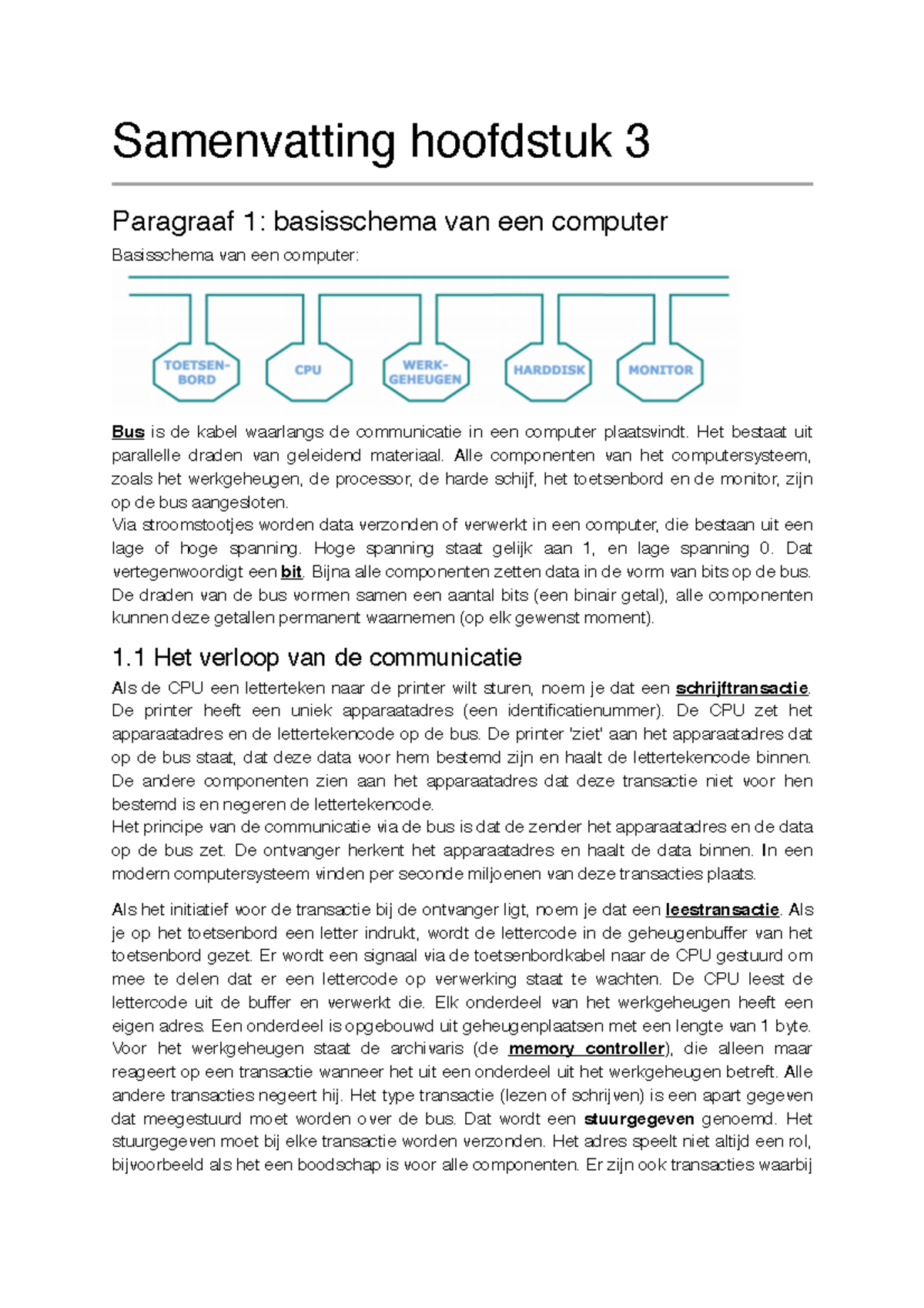 VWO4 Informatica-Samenvatting hoofdstuk 3 - Samenvatting hoofdstuk 3 ...