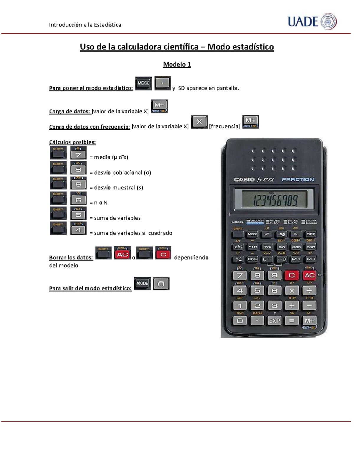 Uso de la calculadora cientifica PDF - Uso de la calculadora científica – Modo estadístico ...