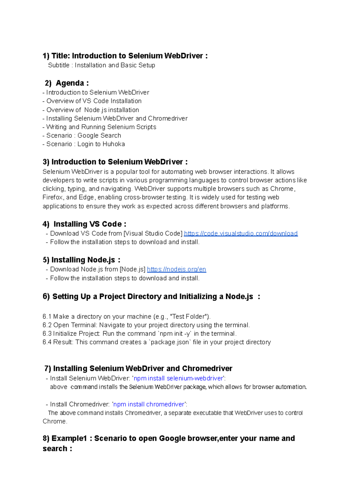 Selenium Training Notes 1 Title Introduction To Selenium Webdriver