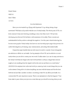 Essay #1 - Senait Gezaei Rachel Cupp WRT 102 Feb. 4, 2022 The ...