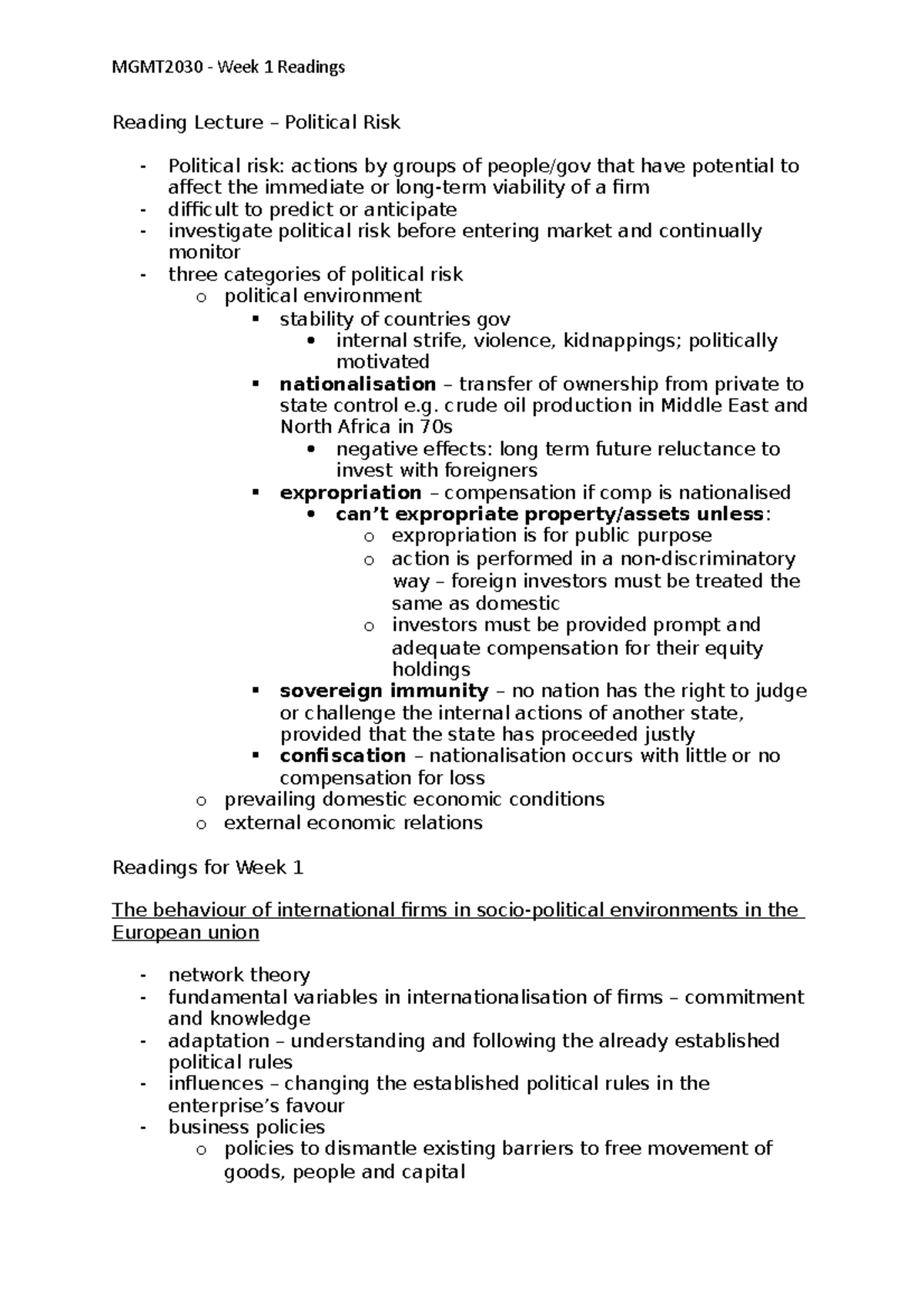 Week 1 Tutorial Readings - MGMT2030 - Week 1 Readings Reading Lecture ...