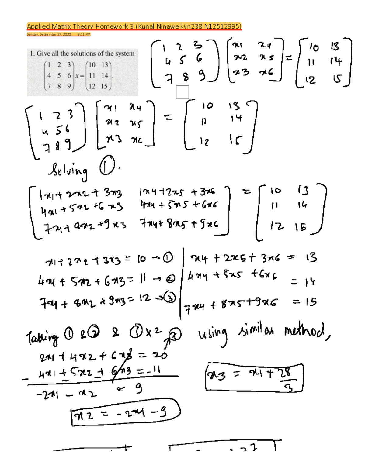 5253HW3 MATRIX THEORY - el5253 - - Studocu