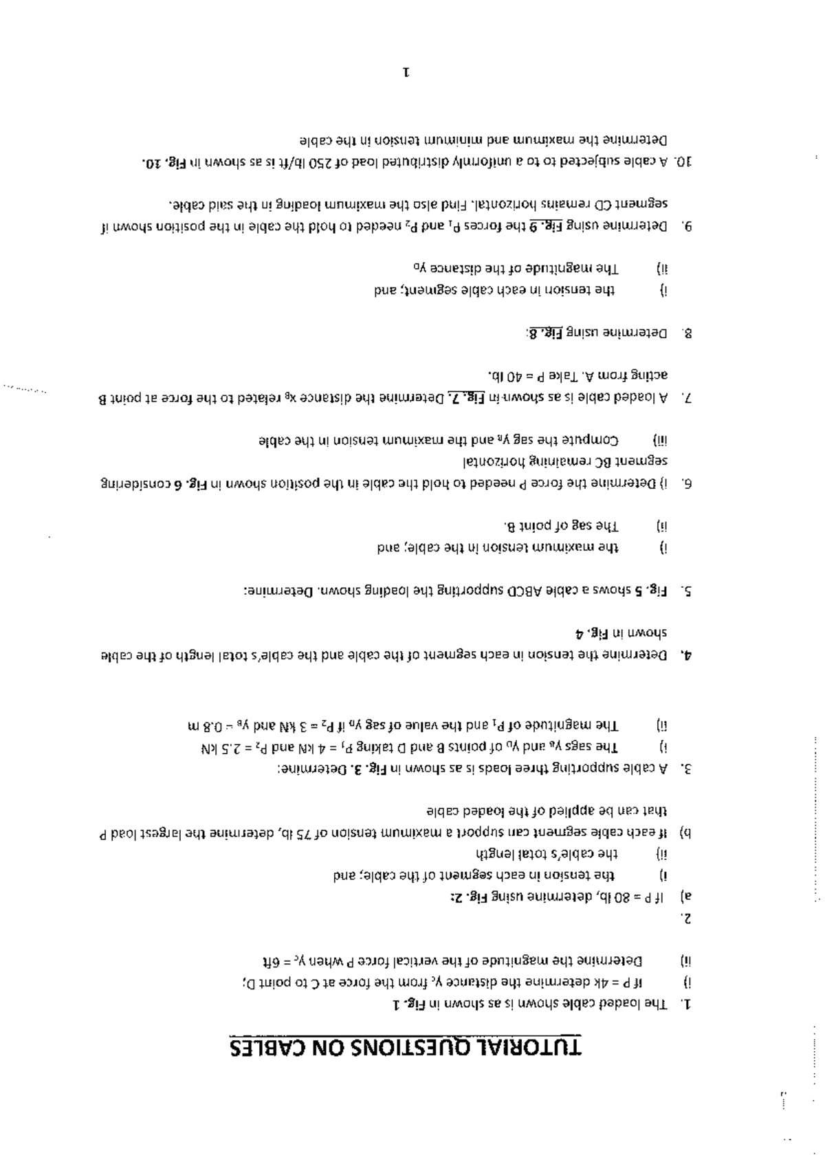 Tutorial Questions - Cable Structures (Using Geometry) - Mathematics 2 ...