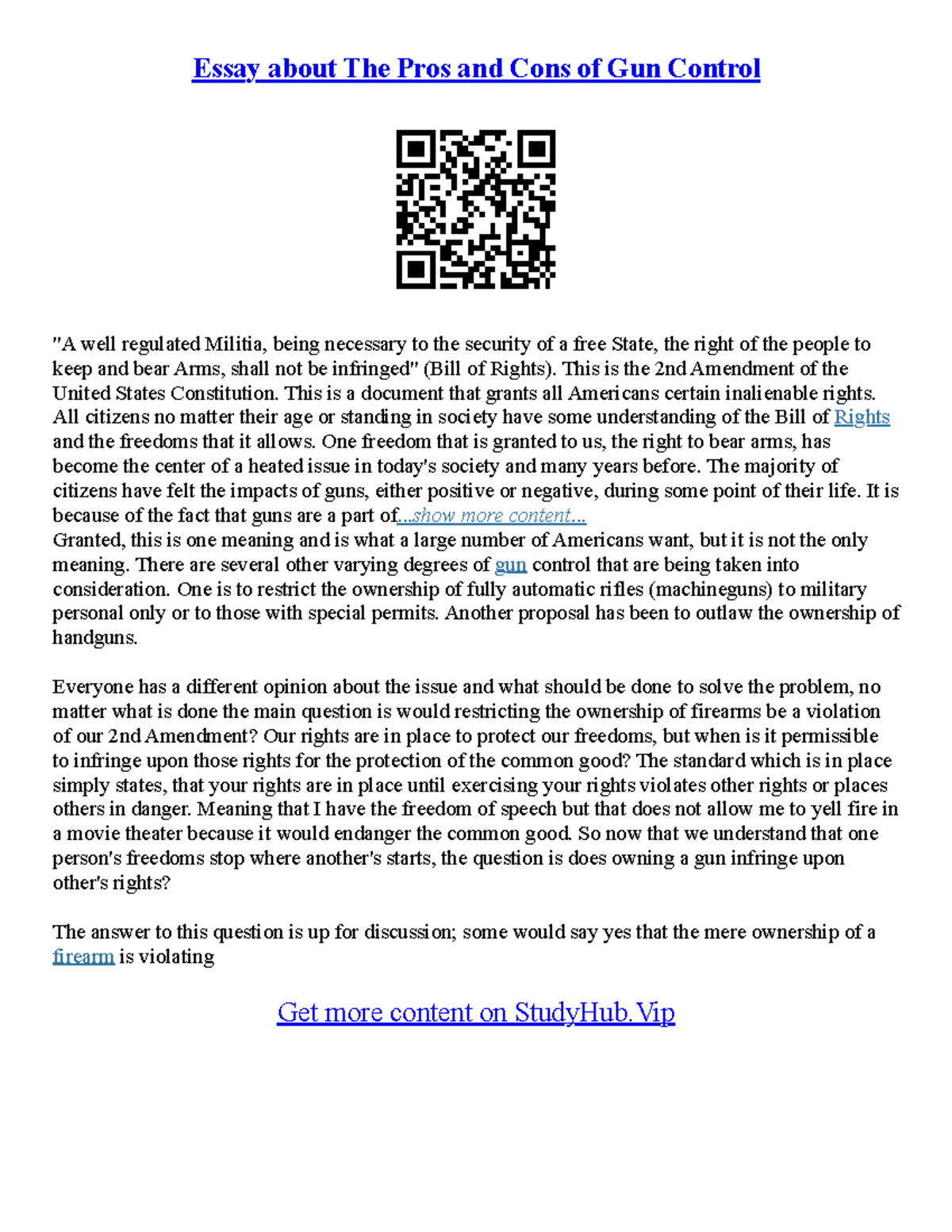 Pros And Cons Of Gun Control Essay - Essay about The Pros and Cons of ...