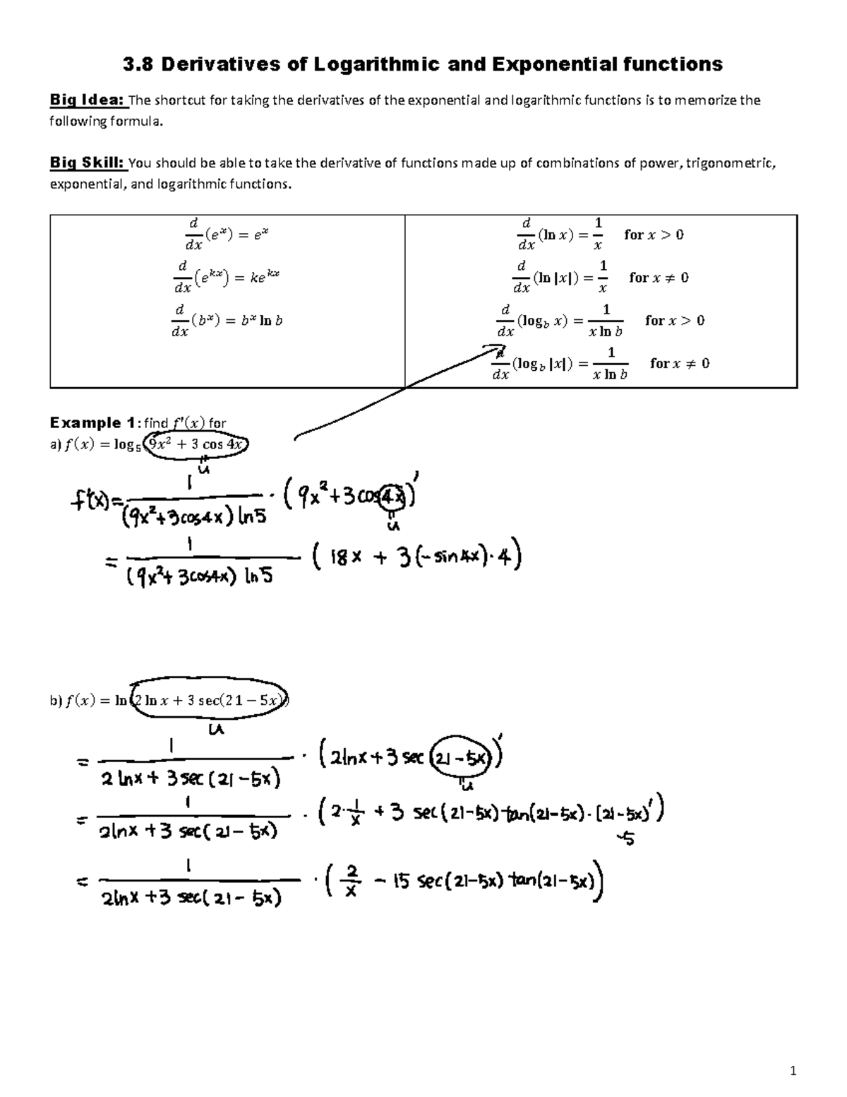 3.8 with answers - Chapter 3.8 Full Review - 3 Derivatives of ...