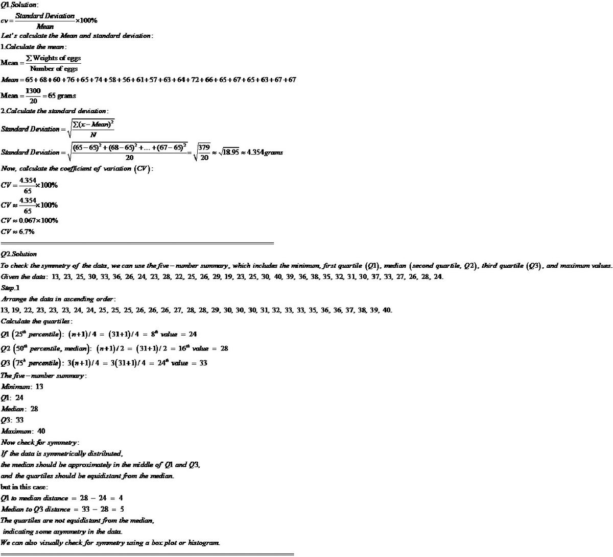 STA301 assignment - Q1: CV Standard Mean 5 calculate the Mean and ...