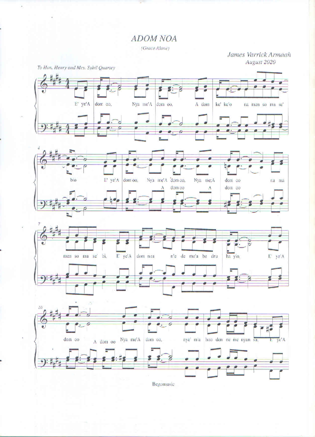 Adom Noa - Hhfddgfff - ADOM NOA (Grace Alone) James Varrick Armaah August 2020 To Hon. Henry and ...