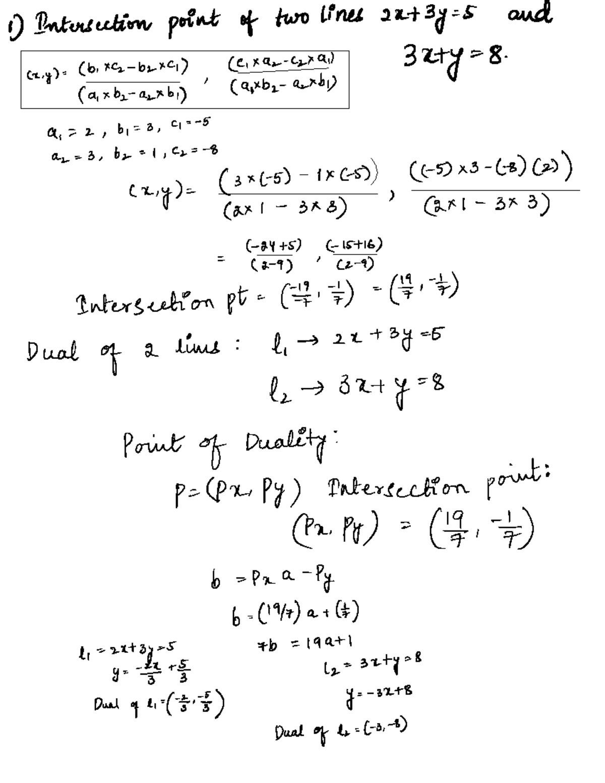 CS 4331 Homework 1 - 6 Intersection point of two lines 2at3y=5 and 7 a ...