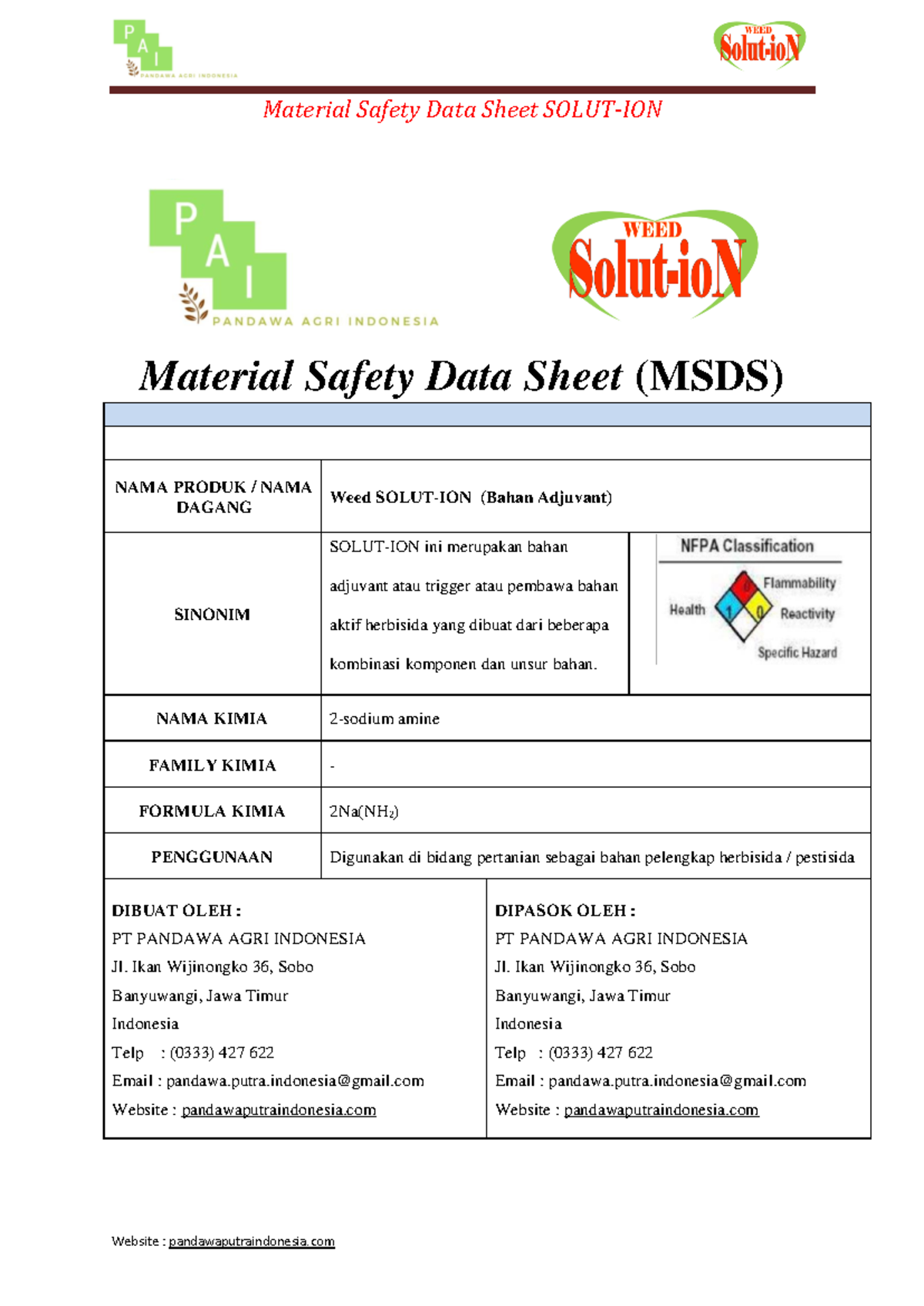 Kebijakan Manajemen Sumber Daya - Material Safety Data Sheet (MSDS ...