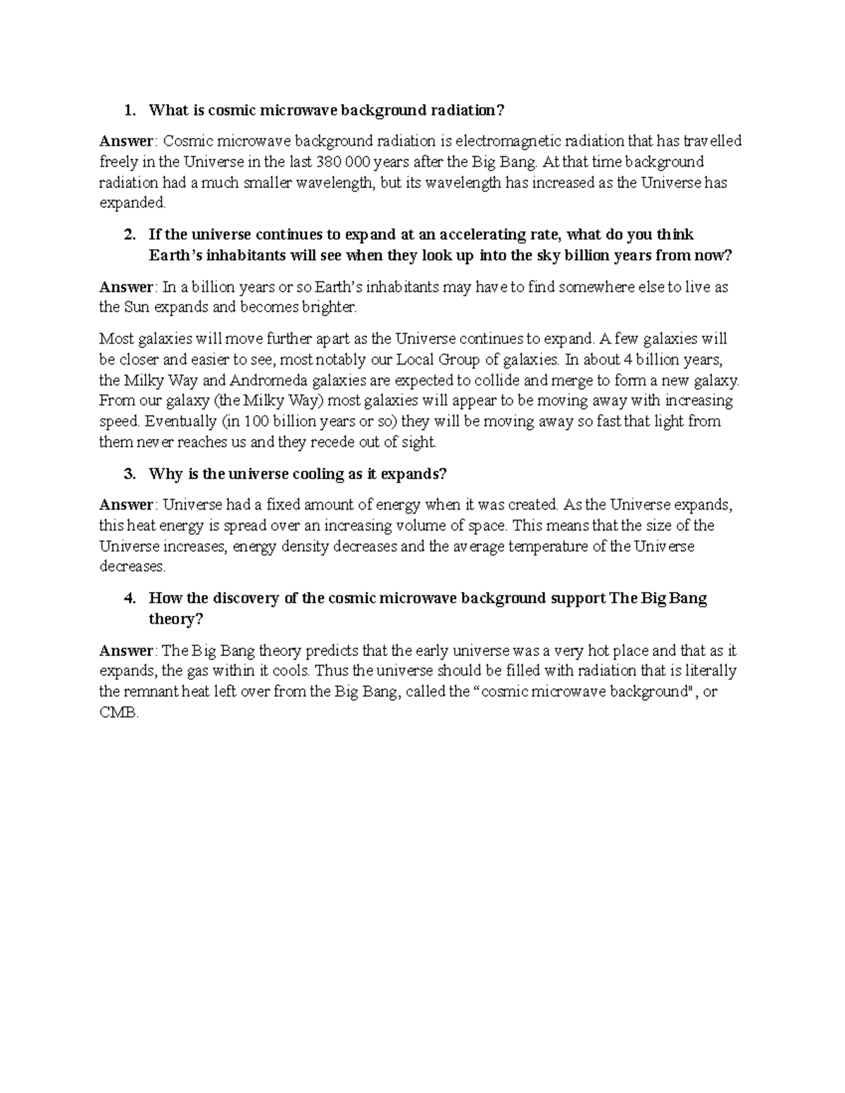 Module 1 Lesson 1 Task 1 - Tasks - 1. What is cosmic microwave ...