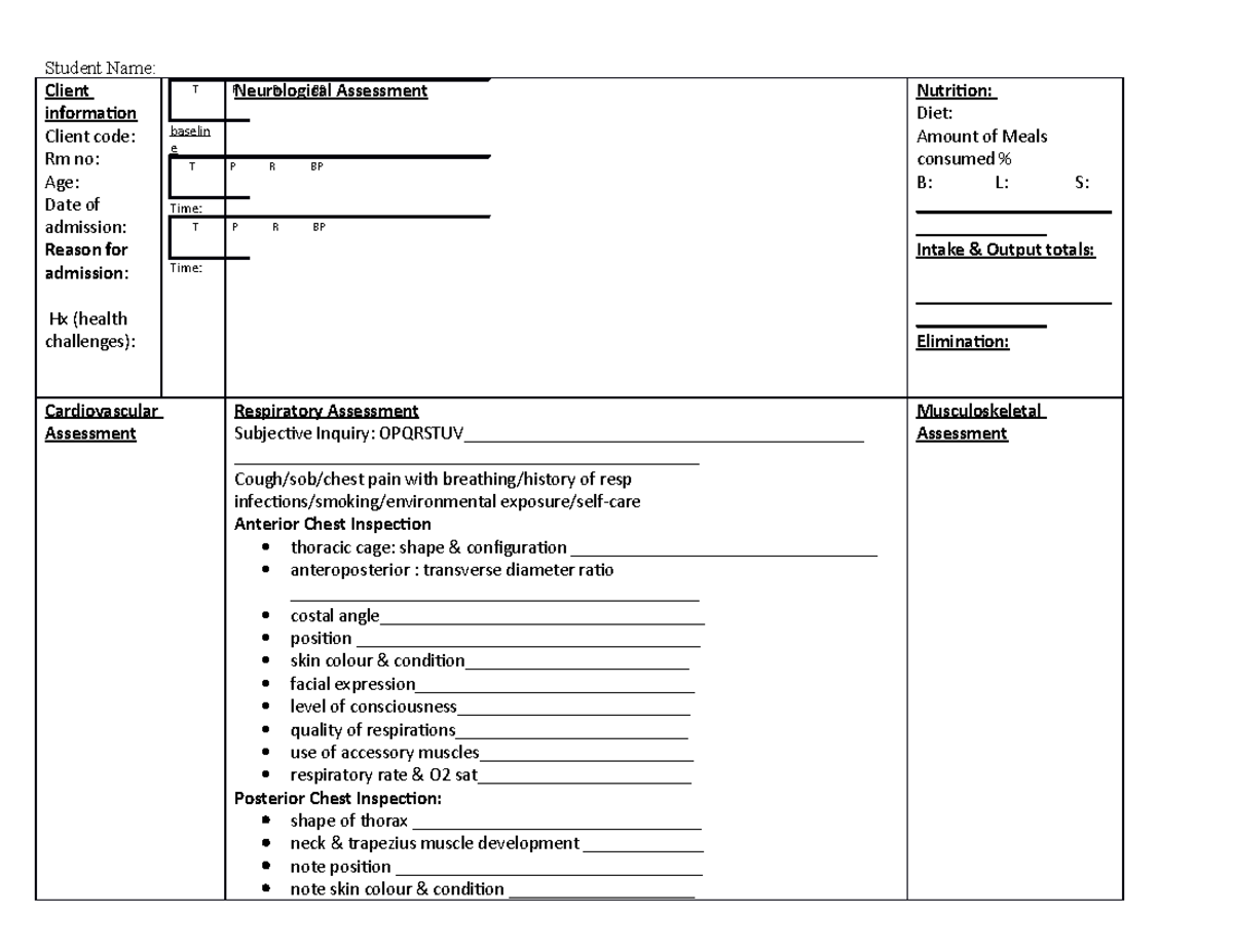 Respiratory week 4 - pre lab work - Student Name ...