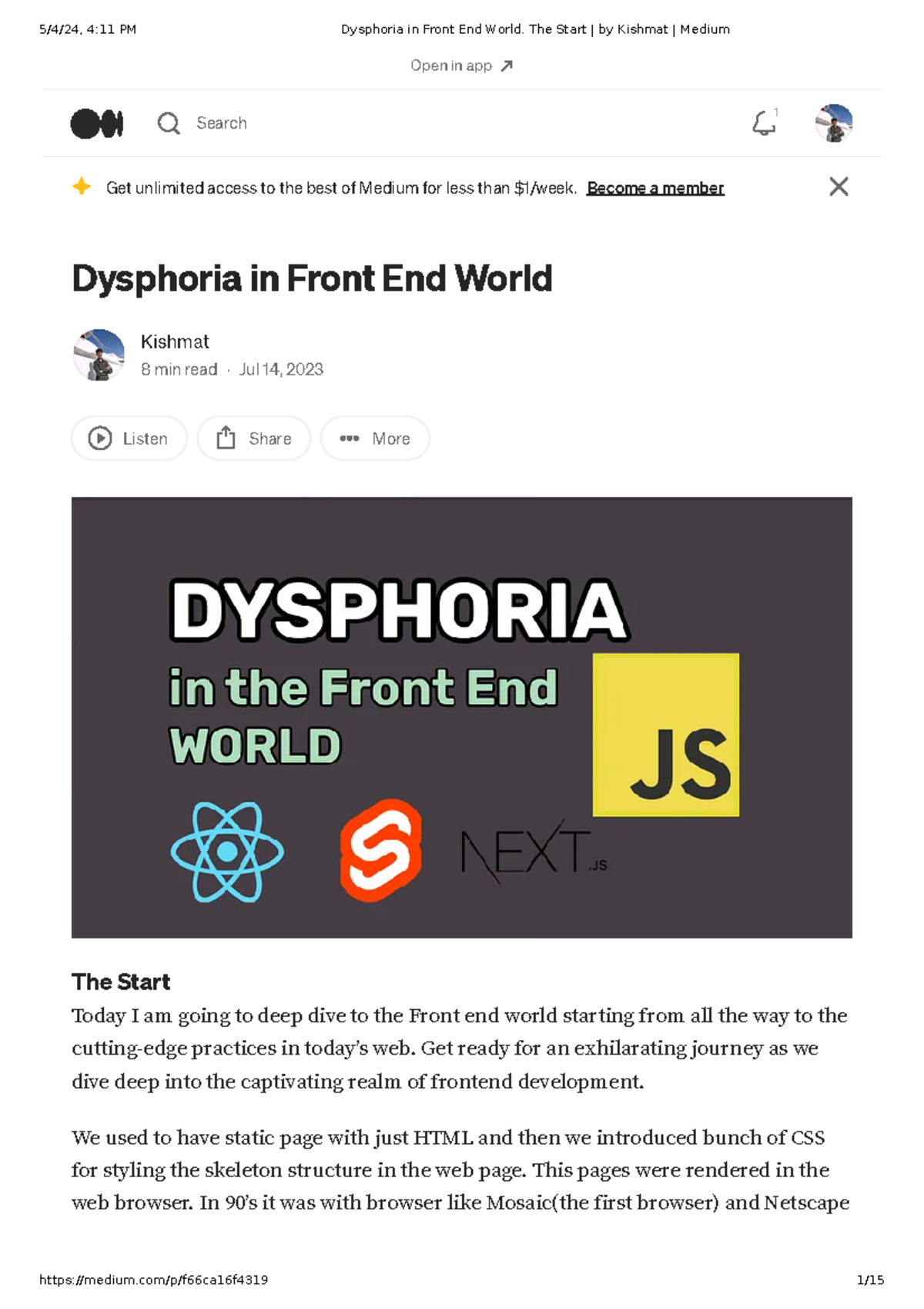 Dysphoria in Front End World - Dysphoria in Front End World Kishmat 8 min read · Jul 14, 2023 ...