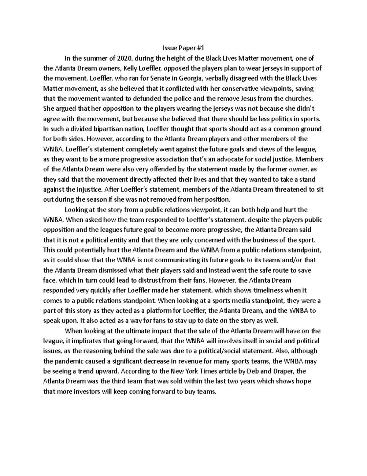 Issue Paper 1 Issue Paper In The Summer Of 2020 During The Height