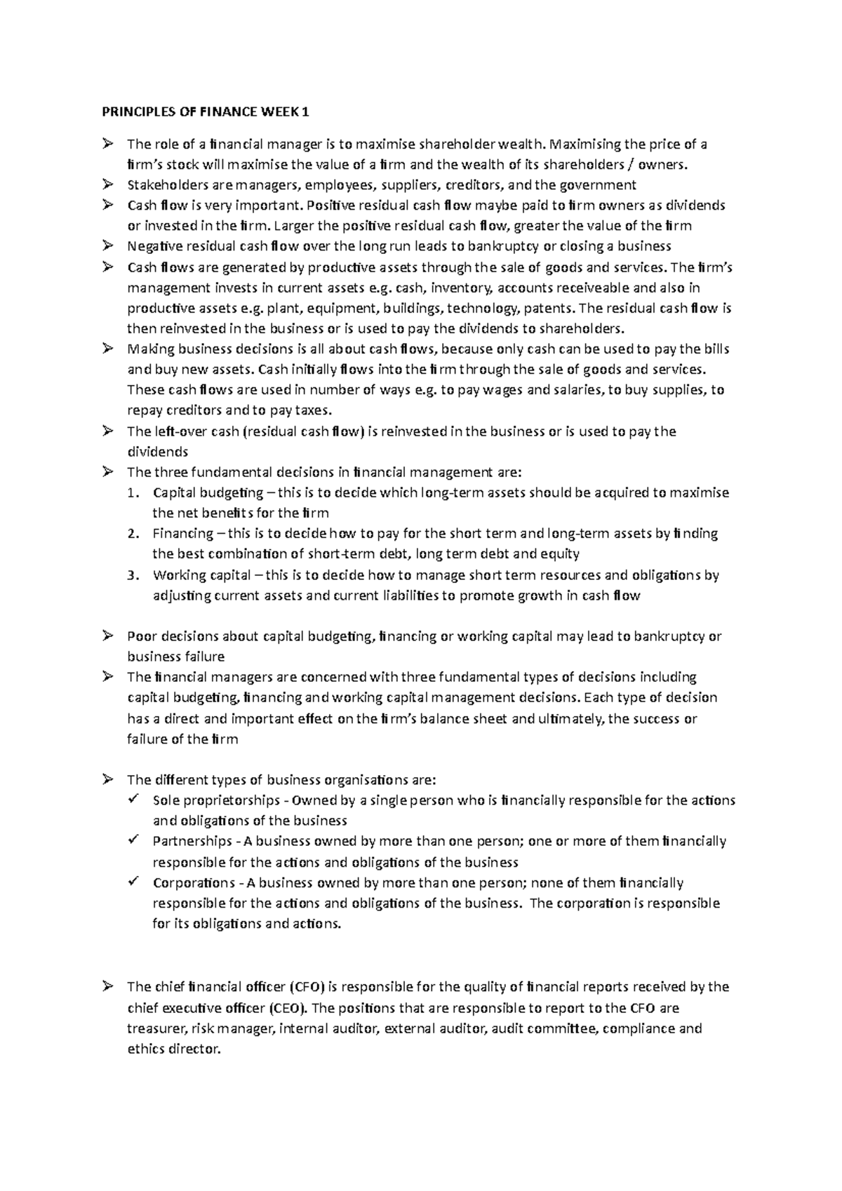 Principles OF Finance Lecture Slide Notes - PRINCIPLES OF FINANCE WEEK ...