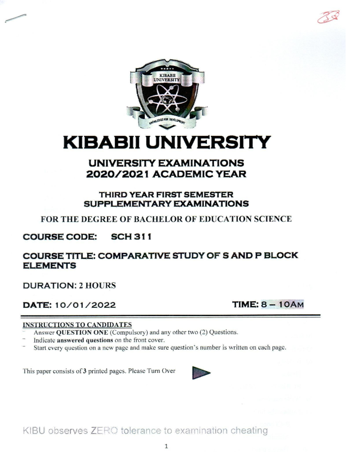 SCH311 - Comparative study of s and p blocks - Studocu