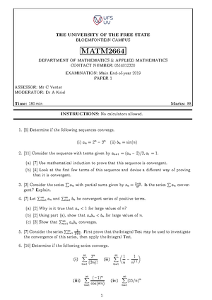 Fourier-series-tutorial sequences and series MATM2664 - MATM2664 - UFS ...