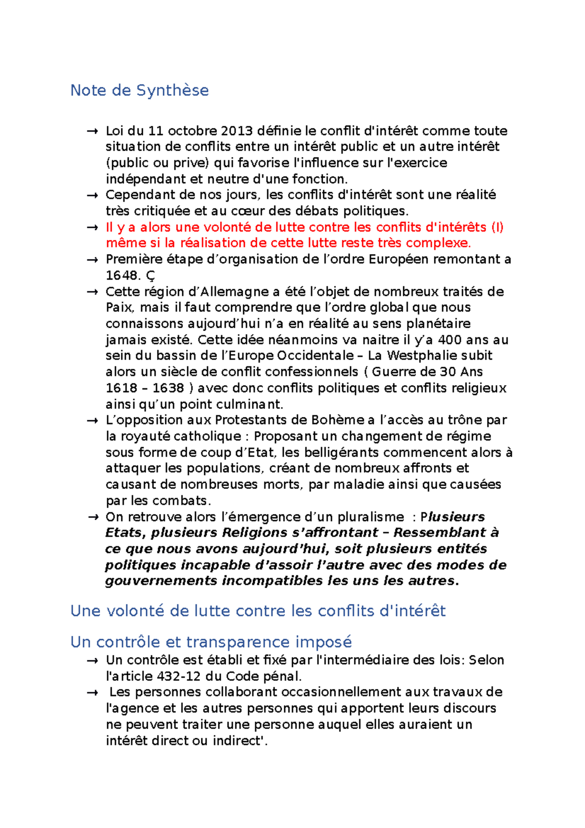 Note de synthèse - Notes de cours sur les notes de sysnthèse - Note de ...