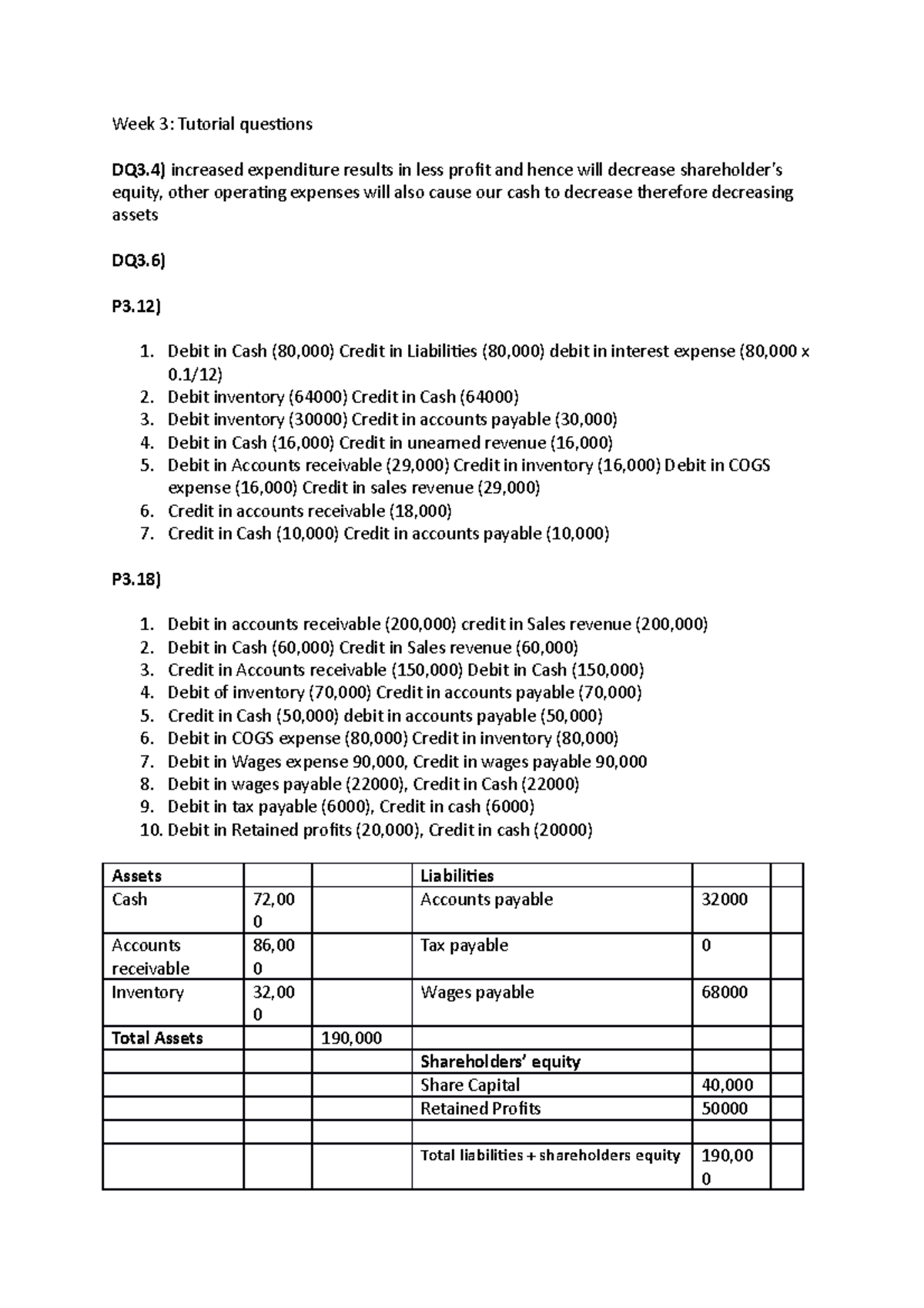 Week 3- tutorial questions - Week 3: Tutorial questions DQ3) increased ...