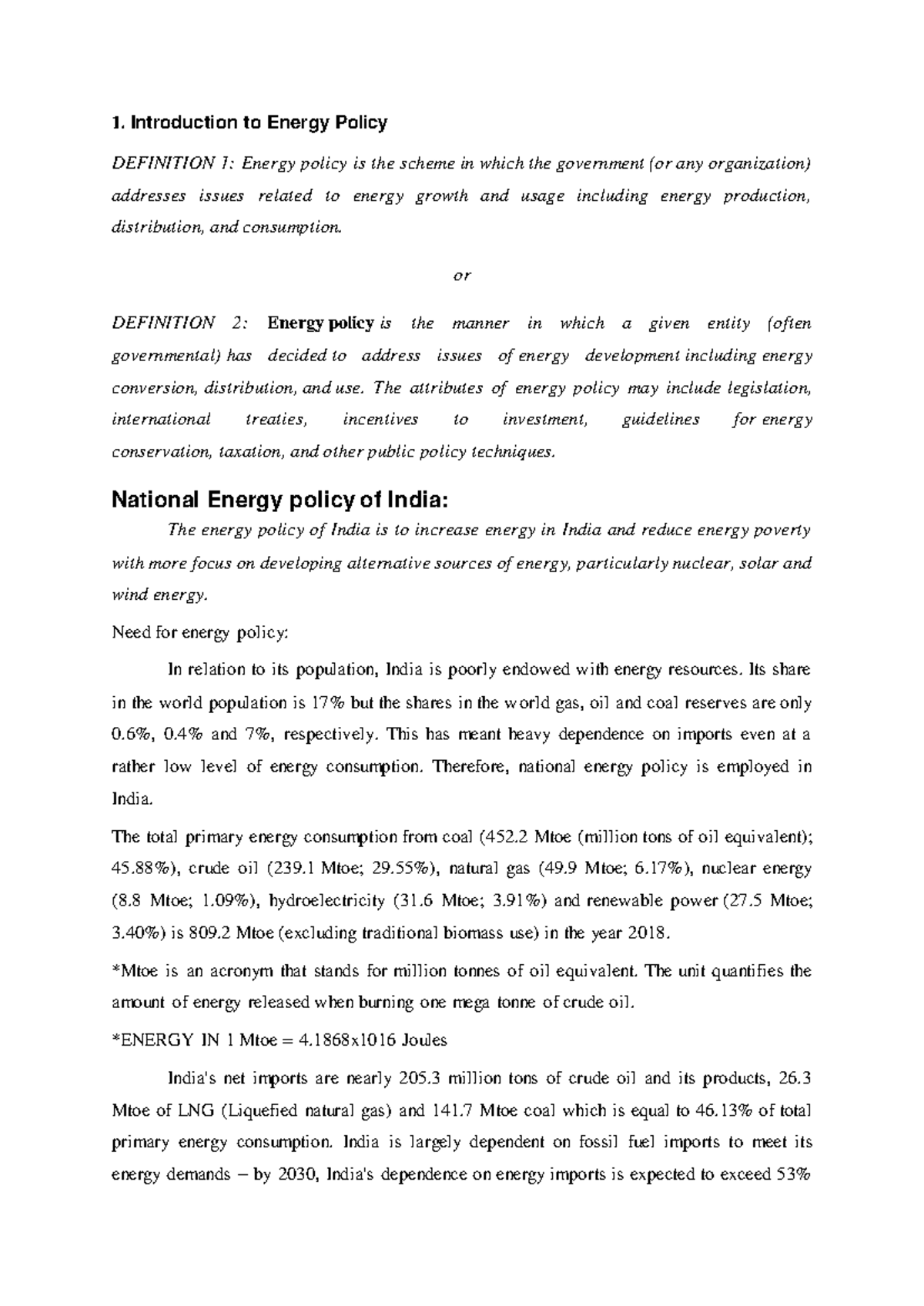 National Energy Policy of India - Introduction to Energy Policy ...